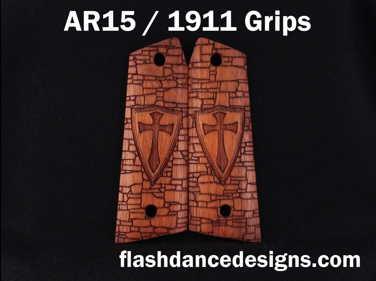 Walnut AR 1911 Grips – Flashdance Designs